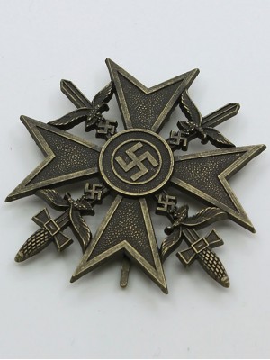 Replica of German WWII Spanish Cross in Bronze with Swords for Sale